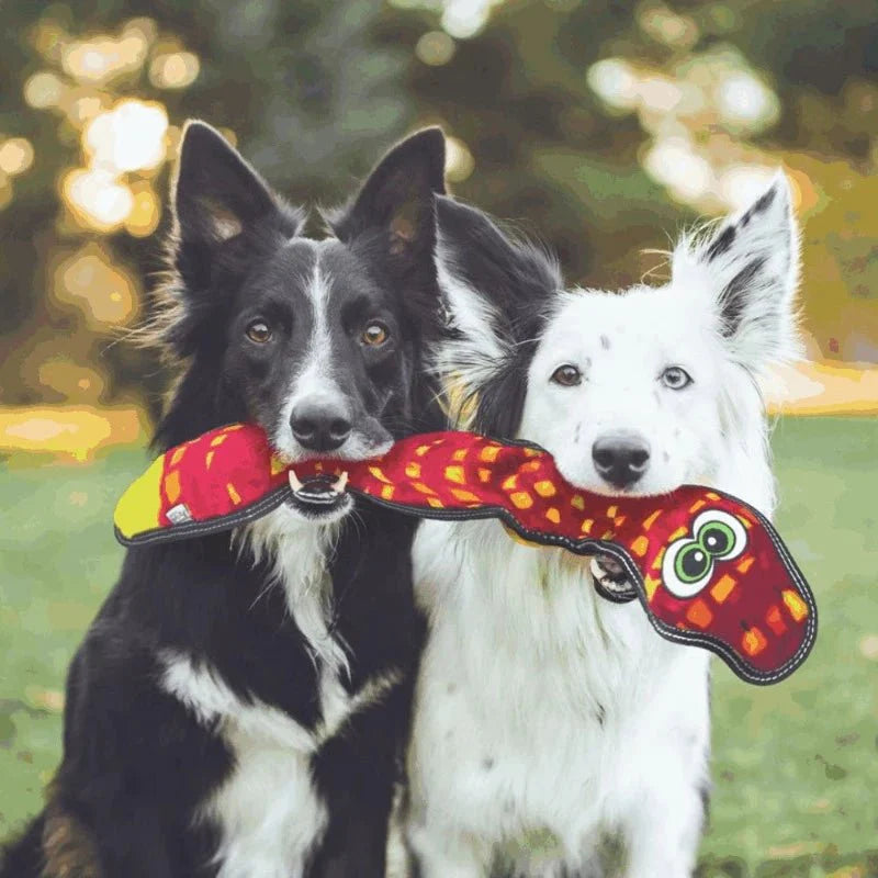 Toughseams Invincible Tough Toy Snake (3 Squeakers) - Red/Yellow ...