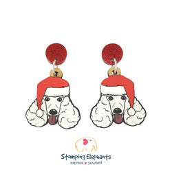 White Poodle Face Christmas Earrings – Uncanny Animals