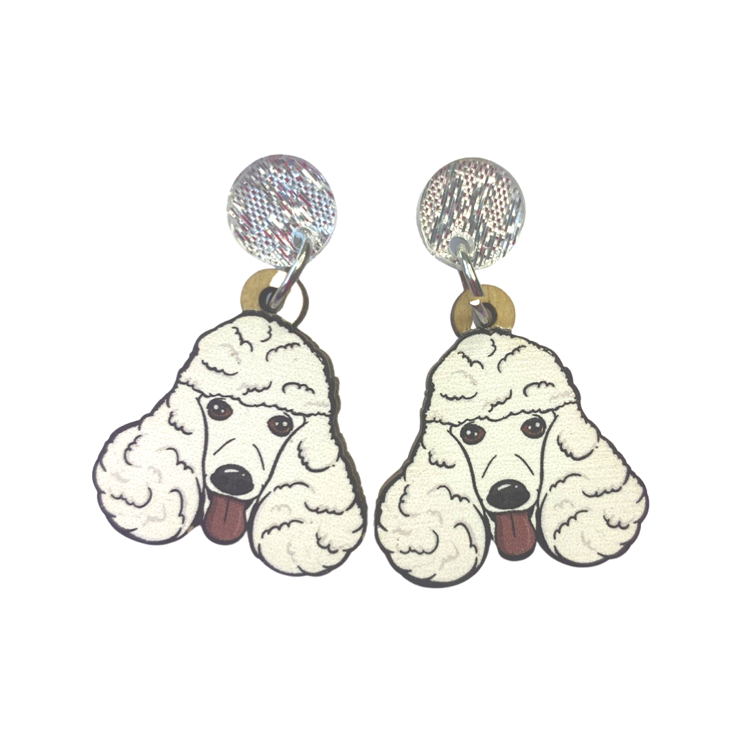 White Poodle Face Earrings – Uncanny Animals